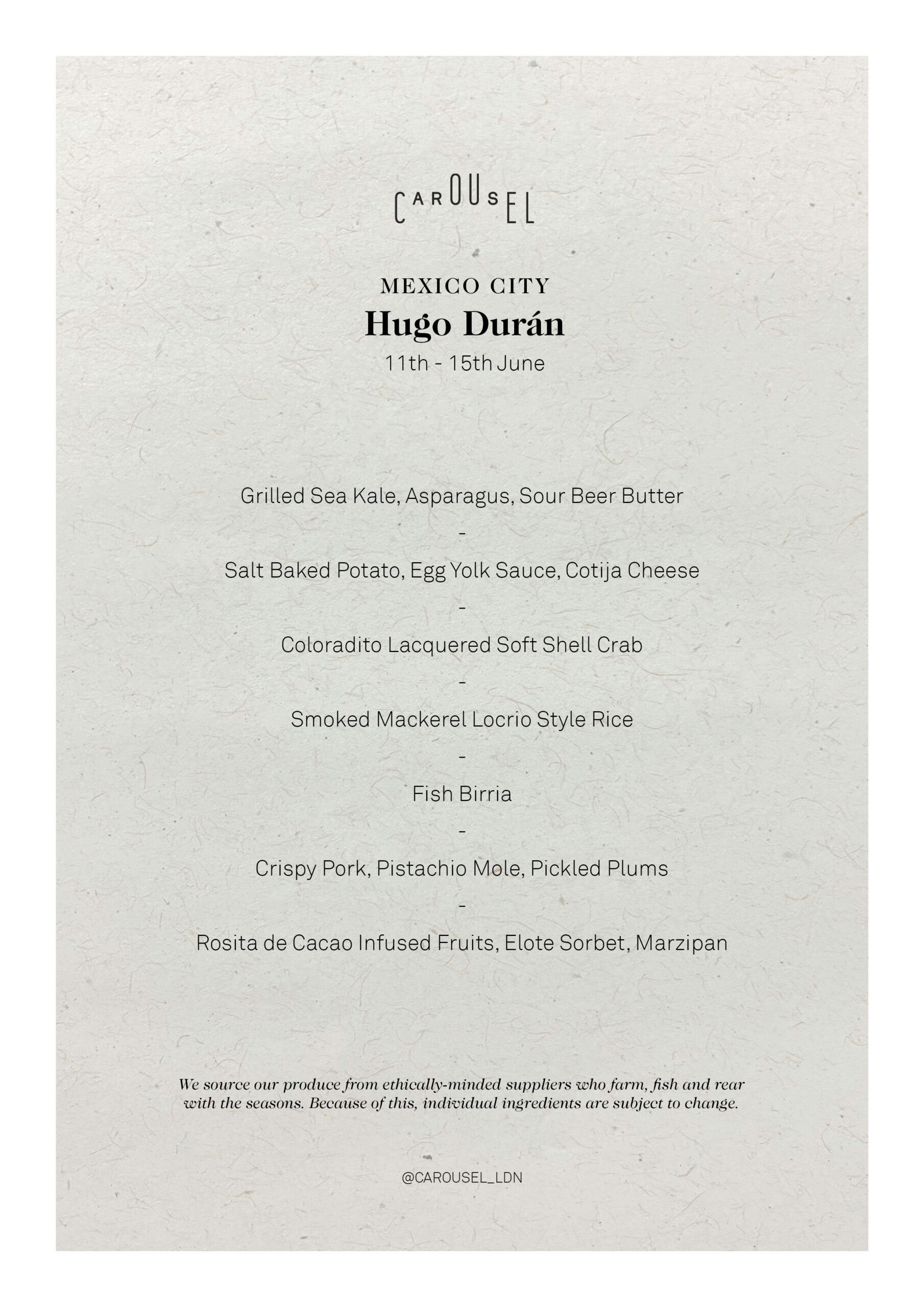 Carousel Guest Chefs | Hugo Durán